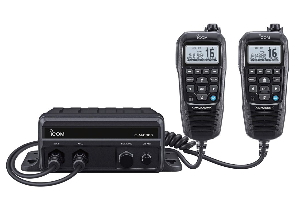 ICOM Black box marine VHF fixed mount w/black HM-195GB & two CommandMic ...