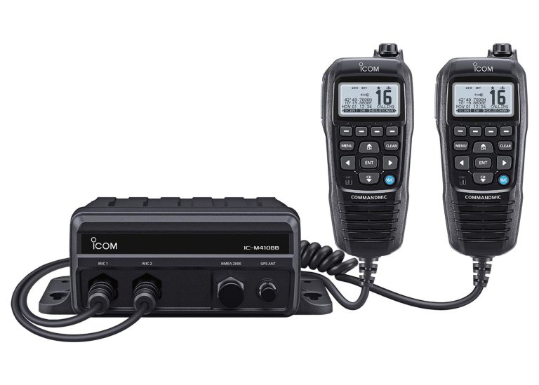 ICOM Black box marine VHF fixed mount w/black HM-195GB & two CommandMic ...